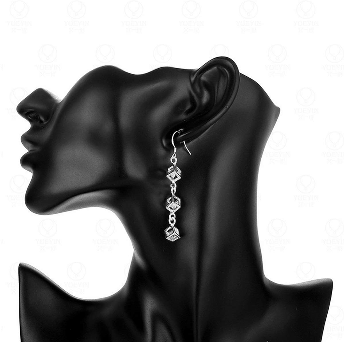 WAINIS 8 Pairs Classic Dangle Drop Earrings for Women Simple Double Twist Long Thread Fashion Silver Plated Earring Jewelry