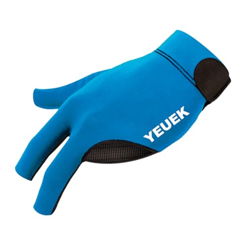 YEUEK Second Skin Billiard Gloves 3 Finger Pool Glove for Left Hand,Snooker Cue Sport Glove Black Yellow Red Blue M/L