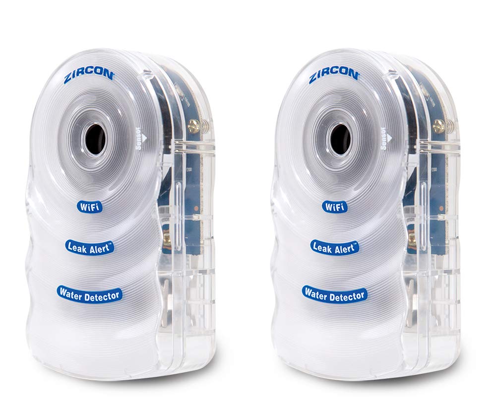 Zircon Leak Alert WiFi- 2 Pack - Smart Electronic Water Detector Alarm with Email, Audio and Visual Alerts - Battery Included