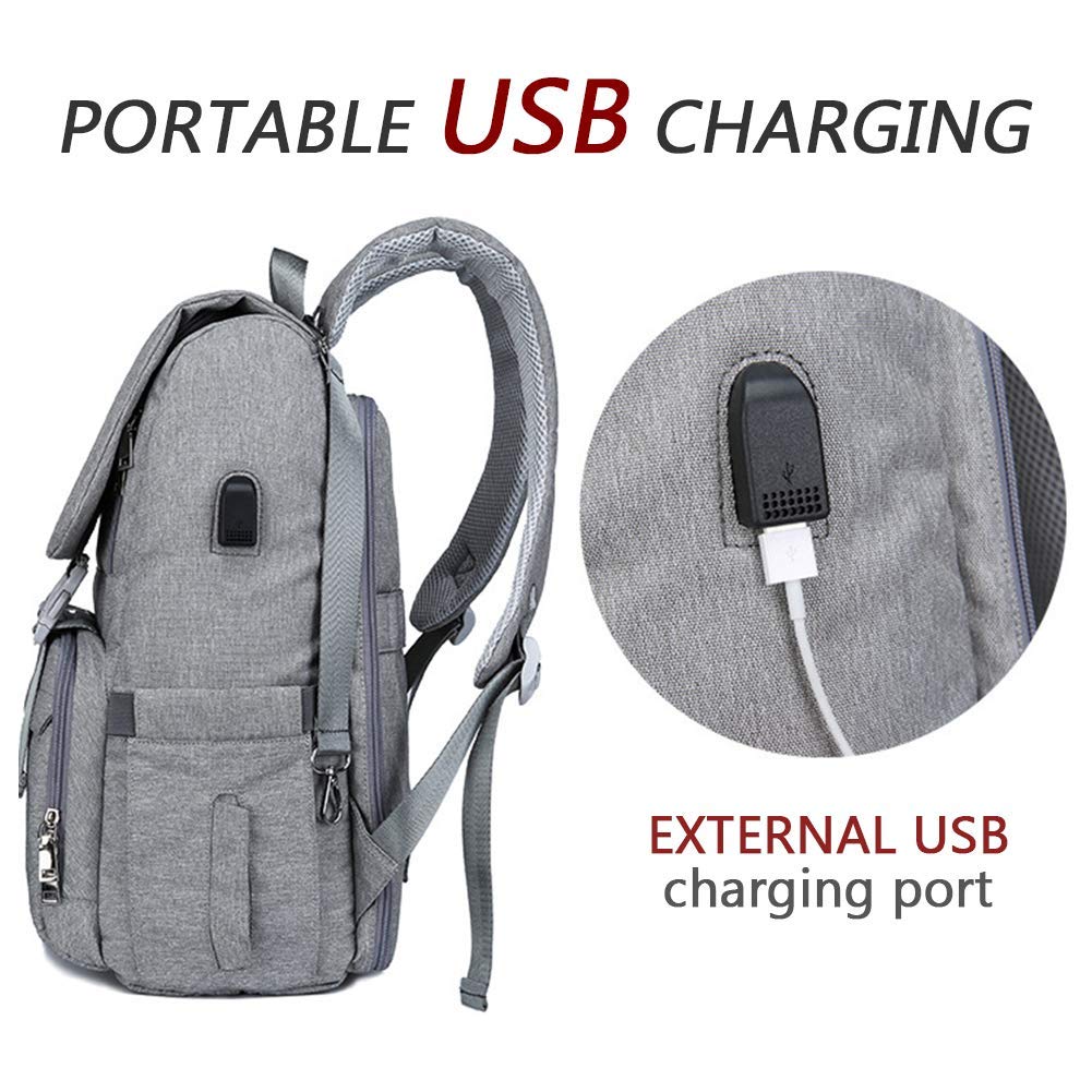 ZIRUNG Diaper Bag Backpack, Multifunction Travel Back Pack Maternity Baby Changing Bags with Changing Pad & Stroller Straps & Built-in USB Charging Port, Large Capacity, Waterproof and Stylish,Red