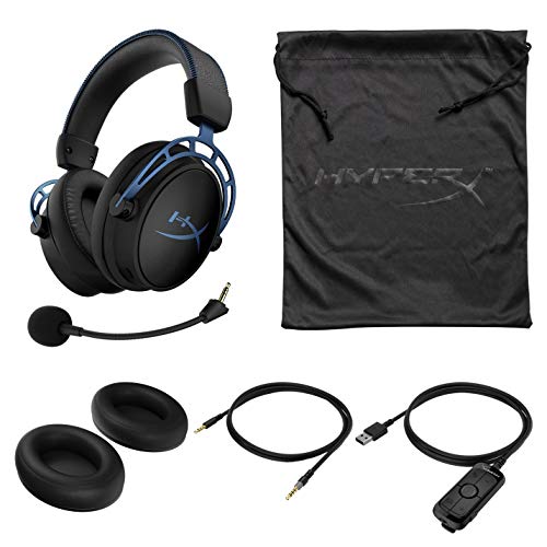 yperX Cloud Alpha S - PC Gaming Headset, 7.1 Surround Sound, Adjustable Bass, Dual Chamber Drivers, Chat Mixer, Breathable Leatherette, Memory Foam, and Noise Cancelling Microphone - Blue (Renewed)