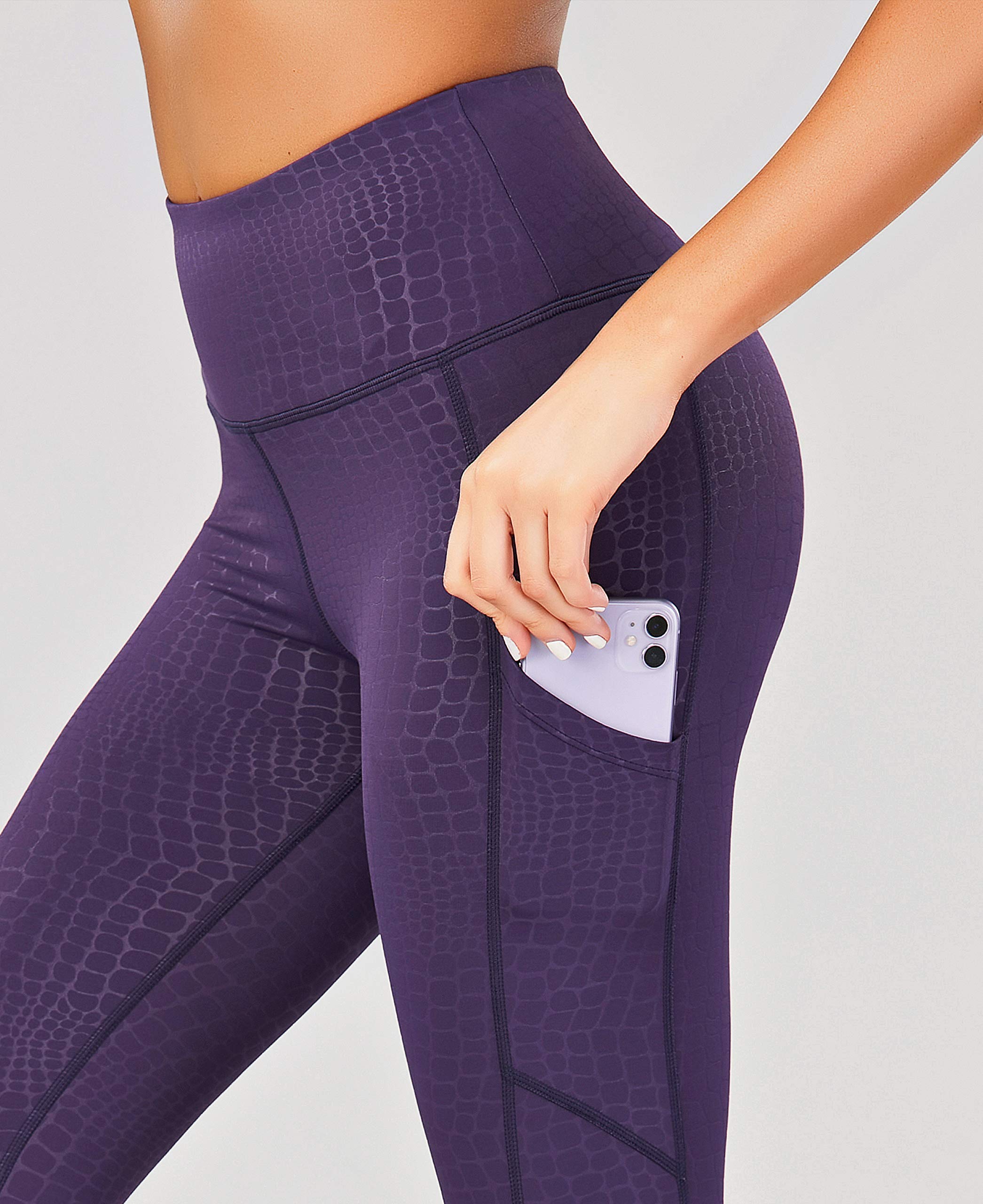 Workout Leggings for Women, 4 Way Stretch High Waist Tummy Control Yoga Pants with Pockets