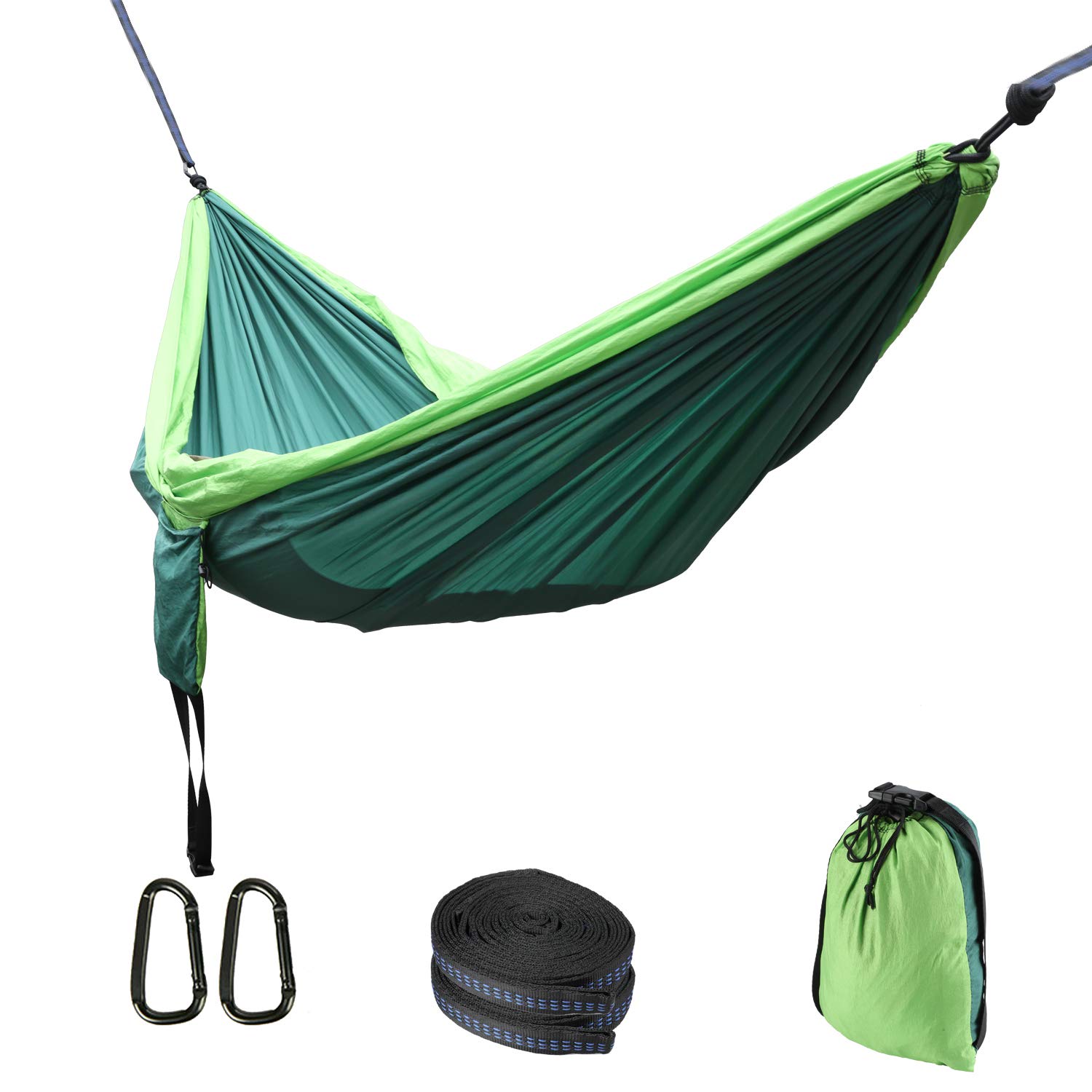YOOMALL Double Camping Hammock with Tree Straps Support 600 Pounds Easy Set Up Indoor Outdoor Travel (Grey & Blue)