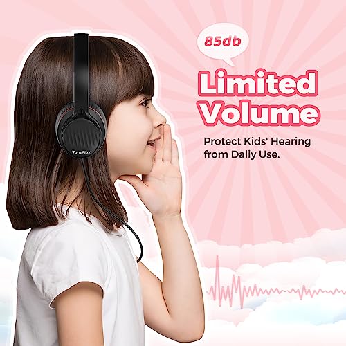 TuneFlux Kids Headphones, Design for boys and girls-Black