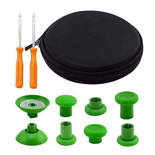 WPS 8 Pcs Replacement Swap thumbsticks Fits for PS4 DualShock 4 Controller Xbox One Elite Xbox One Controller - Green