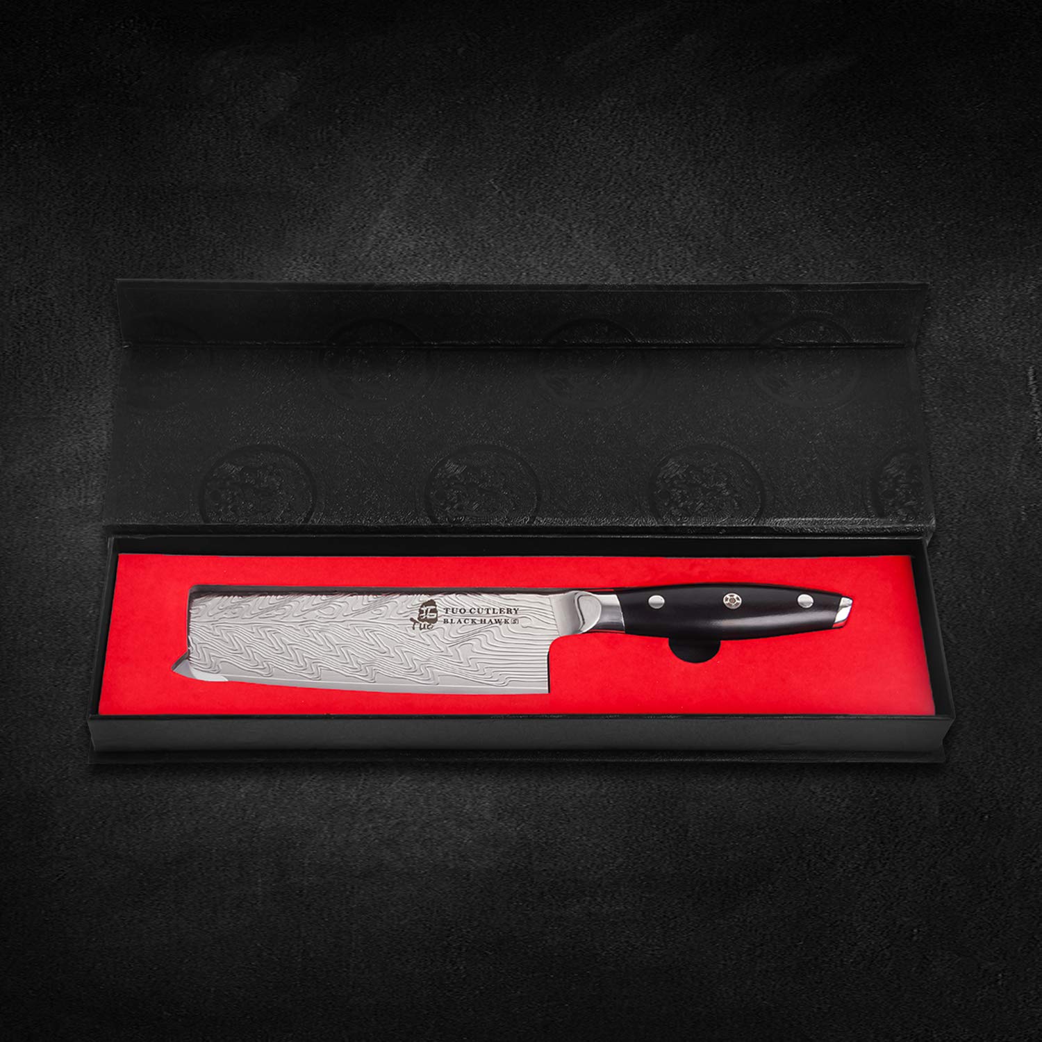 TUO Nakiri Knife - Vegetable Cleaver Knife 6.5-inch High Carbon Stainless Steel - Japanese Kitchen Knives with G10 Full Tang Handle - Black Hawk-S Knives Including Gift Box