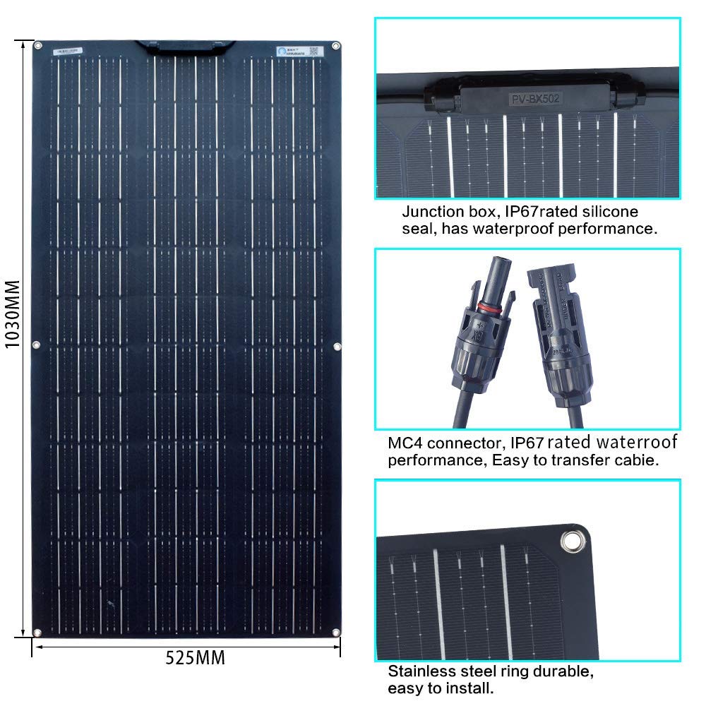 YUANFENGPOWER 200w 12v Solar Panel Kit 2pcs 100 Watt 18V Flexible monocrystalline Solar modules 20A Solar Controller for Camper, Boat, Tent, car, Caravan, Trailer, 12V Battery Charger (200)