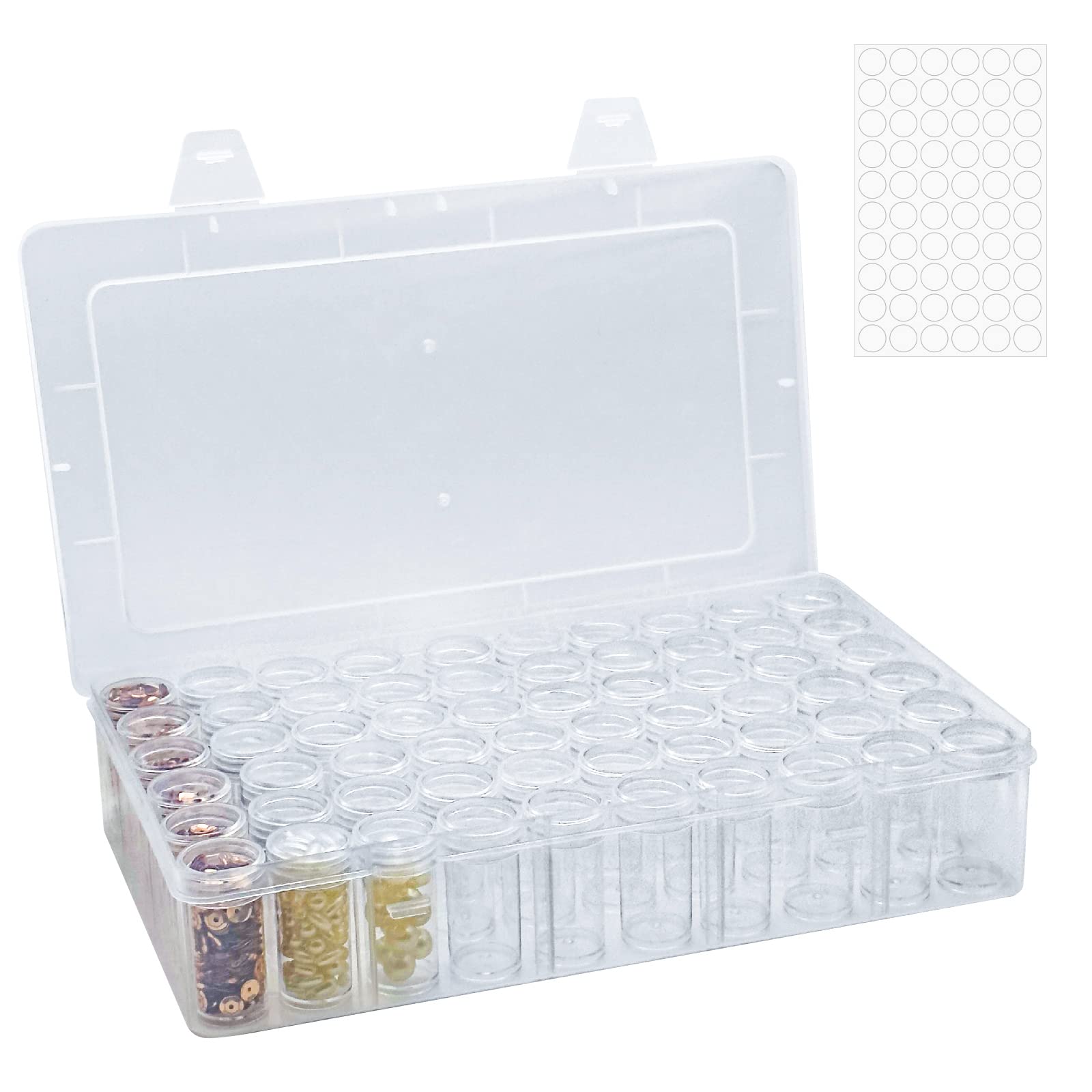 TUNE HSV Diamond Painting Storage Containers Diamond Art Accessories Seed Bead Plastic organizers and storage Box with Label Stickers (60 Grids)