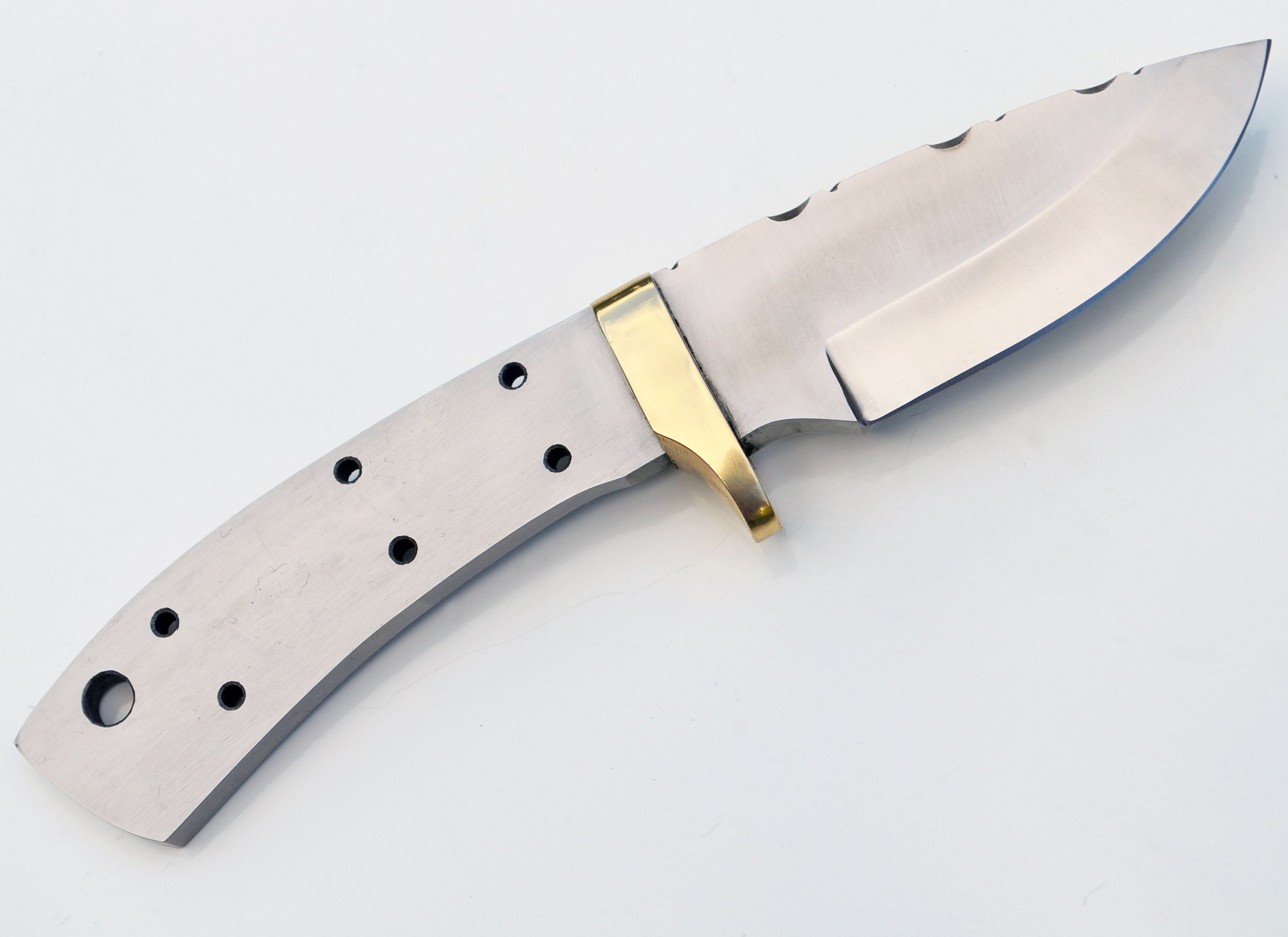 Whole Earth Supply Drop Point 1095 High Carbon Steel Knife Blank +Brass Finger Guard for Custom Making Knives Blade Blades Blanks Hunting