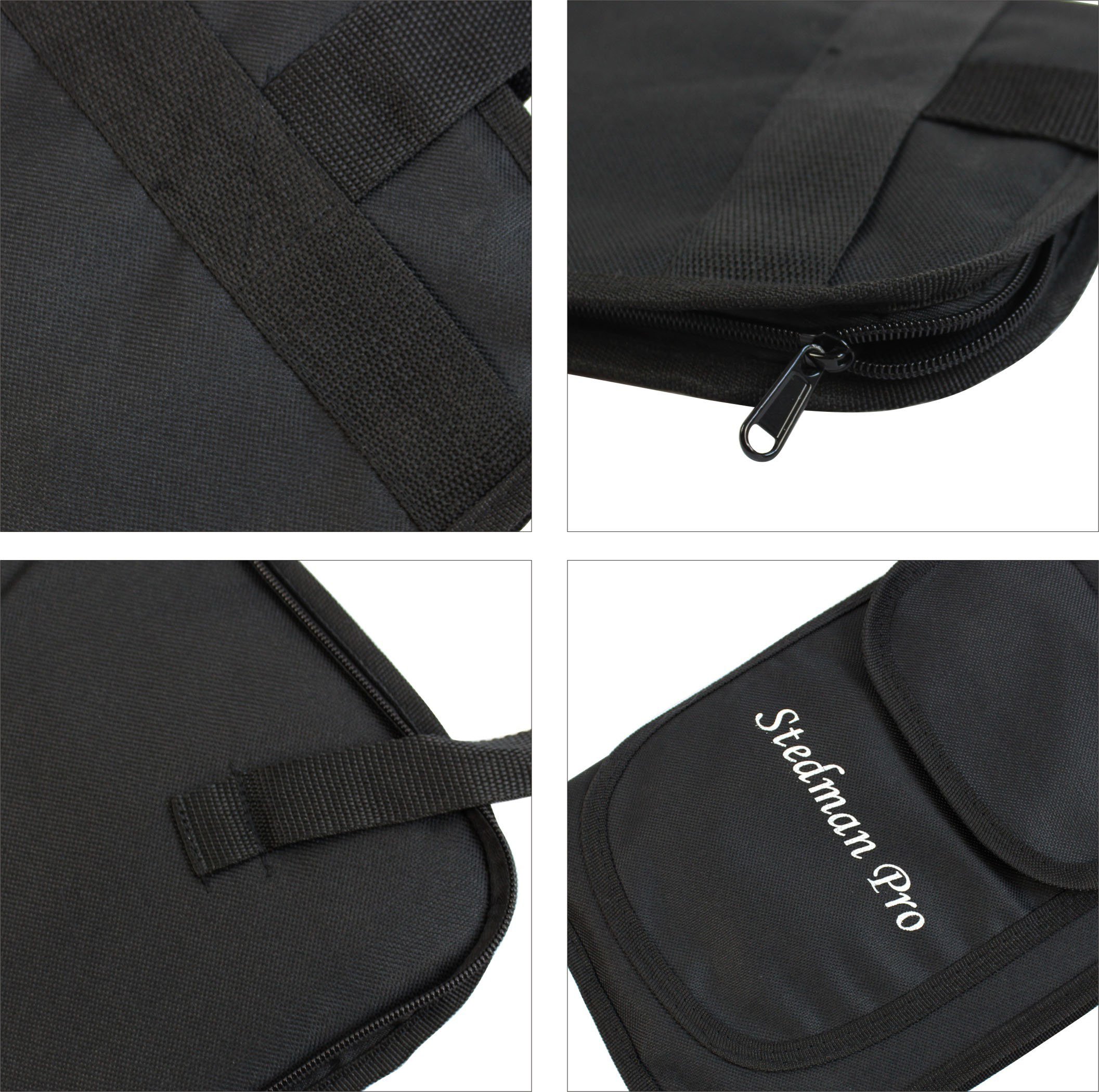 YMC DSB10-BK 10mm Foam Drum Stick Bag Holder Mallet Bag Drumstick Bag with A Drum Key -Black