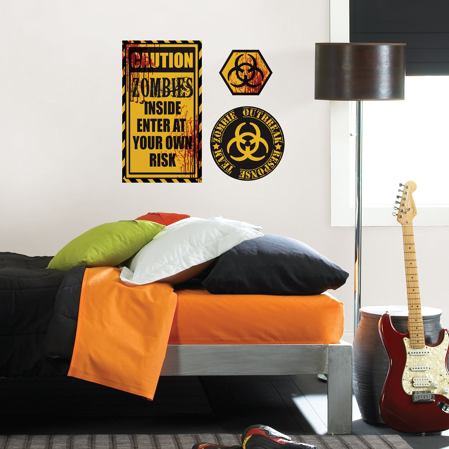 WallPops DWPQ2434 Caution Zombies Wall Quote, Multi-Color