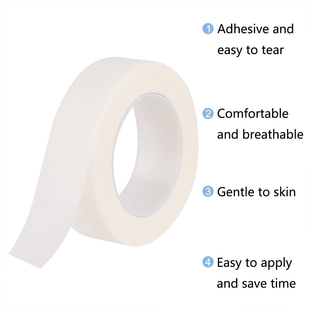 TUPARKA 18 Pack Eyelash Tape White Paper Fabric Tape for Eyelash Extension Supply, 0.5 Inch x 10 Yard Each Roll