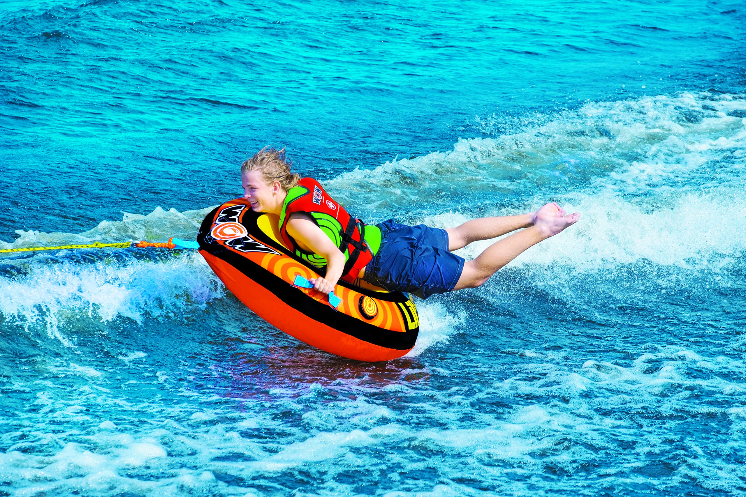 WOW Sports - Lil' Skipper Inflatable Towable Tube - 1 Rider - Perfect For Kids & Adults - Soft Top - Boating Accessory