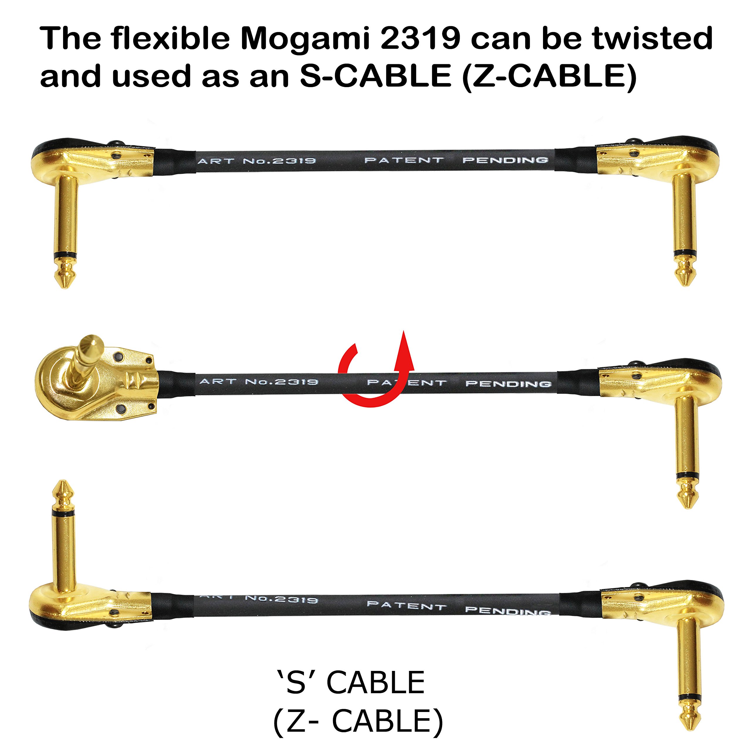 WORLDS BEST CABLES 2 Foot - Pedal, Effects, Patch, instrument cable CUSTOM MADE made using Mogami 2319 wire and Eminence Gold Plated ¼ inch (6.35mm) R/A Pancake type Connectors