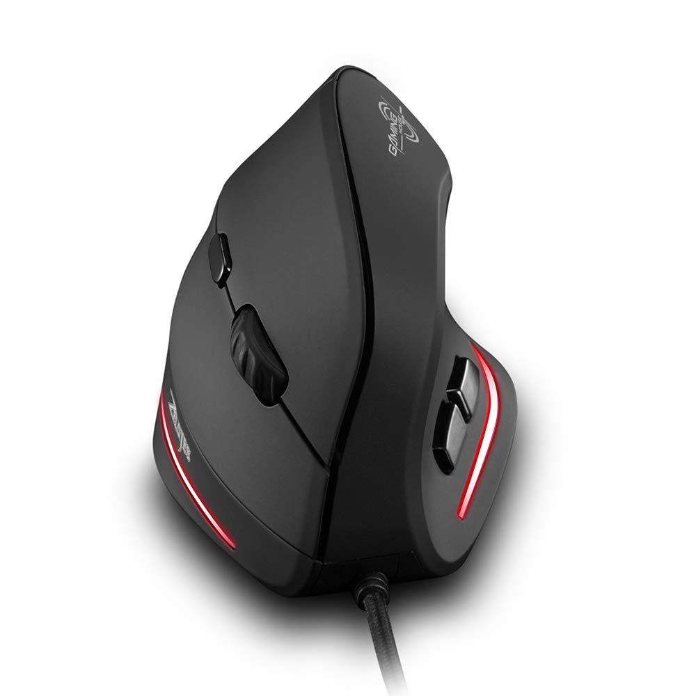 Zelotes 3200DPI Vertical Mouse,4 Adjustable DPI Values Ergonomic Mouse,LED Optical USB Wired Mouse Mice,6 Buttons for Laptop, Computer, PC,MacBook,Black