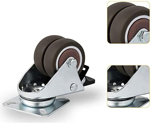 Wheel 2 Inch Furniture 50Mm Universal Swivel Caster Wheels with Brake Silent Rubber Double Wheel Heavy Duty Fixed Plate Trolley Casters fo I