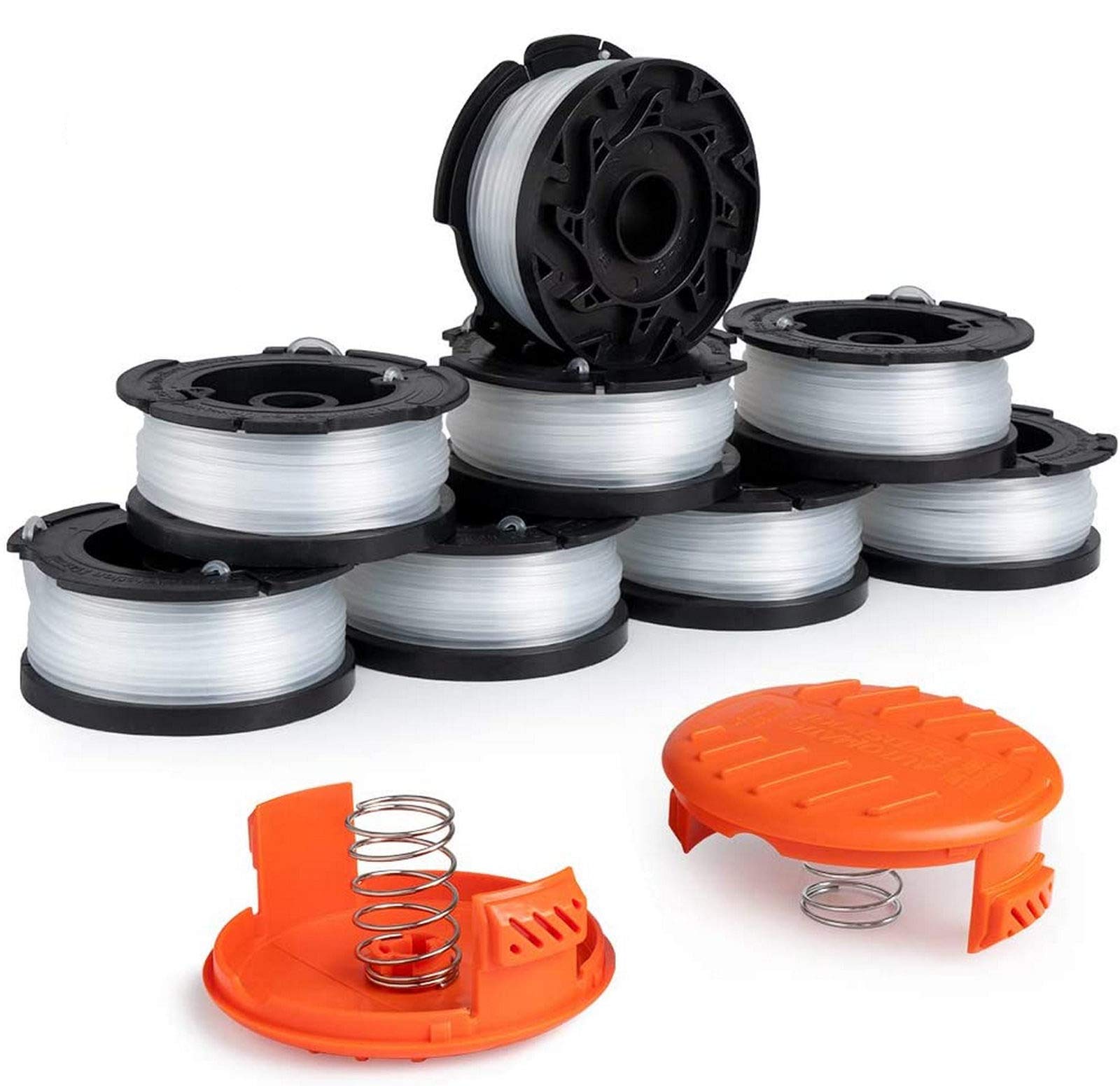 X Home AF-100 Weed Eater String Compatible with Black Decker String Trimmers, 8 Spools & 2 Caps