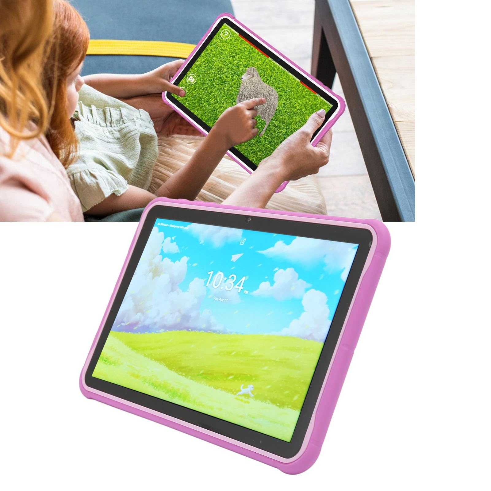 Yunir 10 Inch Kids Tablet for Android 10,2GB RAM 32GB ROM,Quad Core IPS Screen Child Friendly Learning and Entertainment (US Plug 100‑240V)