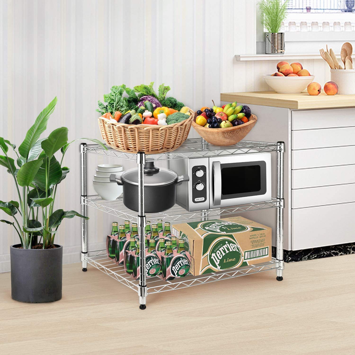 YSSOA 3-Tier Heavy Duty Storage Shelving Unit,Chrome,23L x 13W x 20H inch