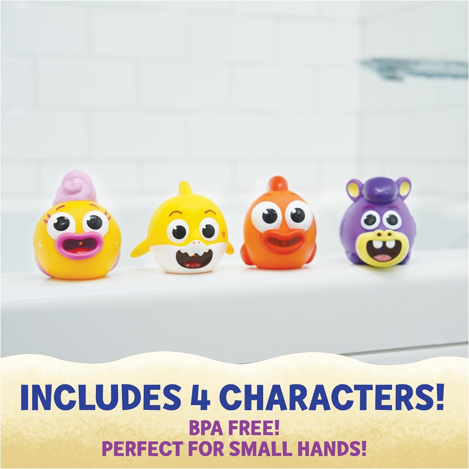 WowWee Pinkfong Baby Shark Bath Squirt Toy - 4 Count (Pack of 1) Assorted