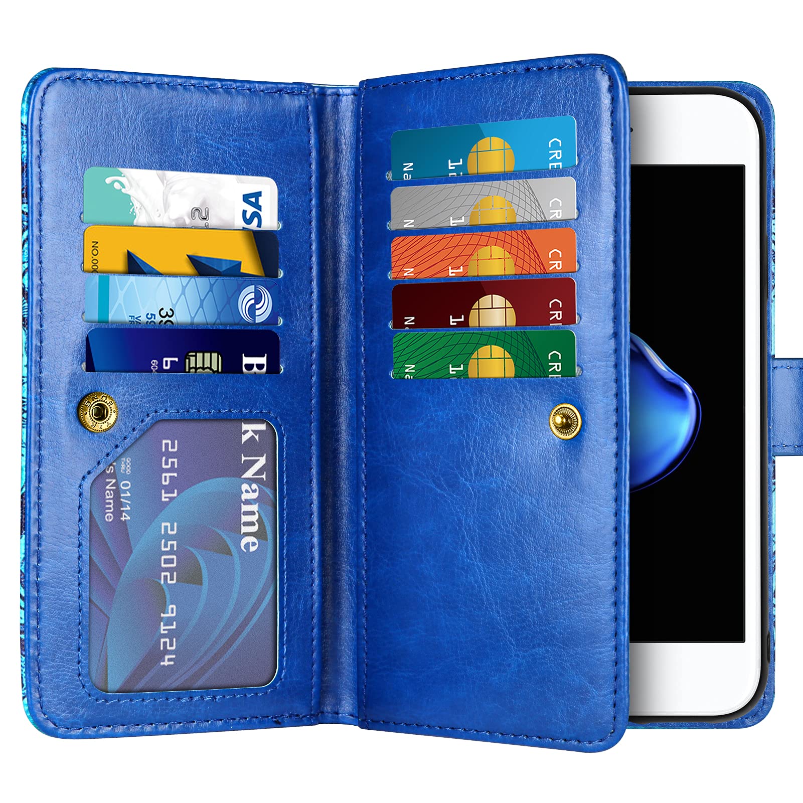 Vofolen 2-in-1 Case for iPhone 8 Plus Case 7 Plus Wallet Card Holder Slot Detachable Strap Protective Slim Hard Shell Magnetic PU Leather Folio Pocket Flip Cover for iPhone 8 Plus 7 Plus Mandala Brown