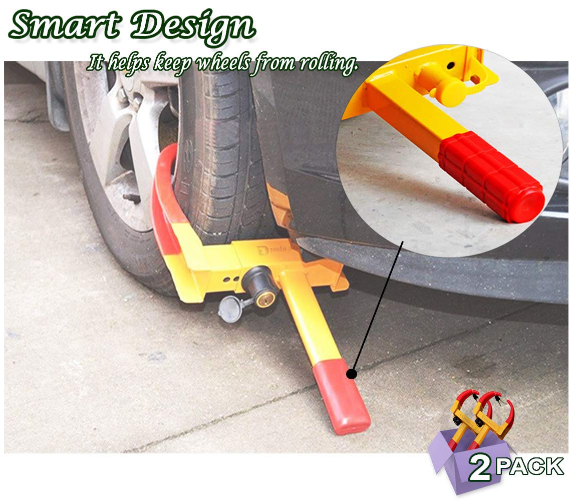 Zento Deals 2 Pack Security Tire Clamp - Premium Quality Heavy Duty Anti- Theft Vehicle Wheel Lock Universal Fit Most Vehicles Trailers SUV ATV’s Motorcycles Golf Cart