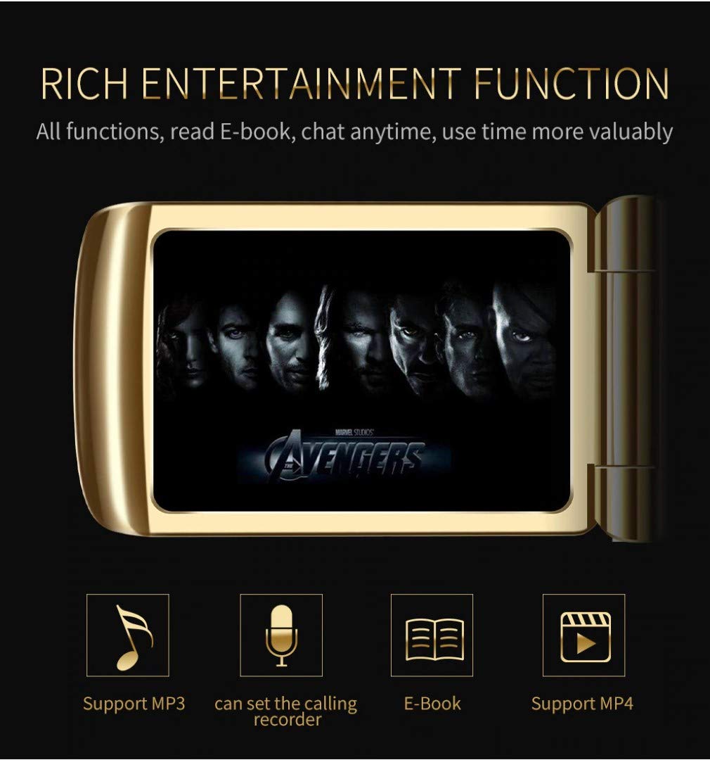 XBOSS Ulcool V9 Smallest Flip Metal Body Dual Sim Card Luxury Mobile Cell Phone (Gold)