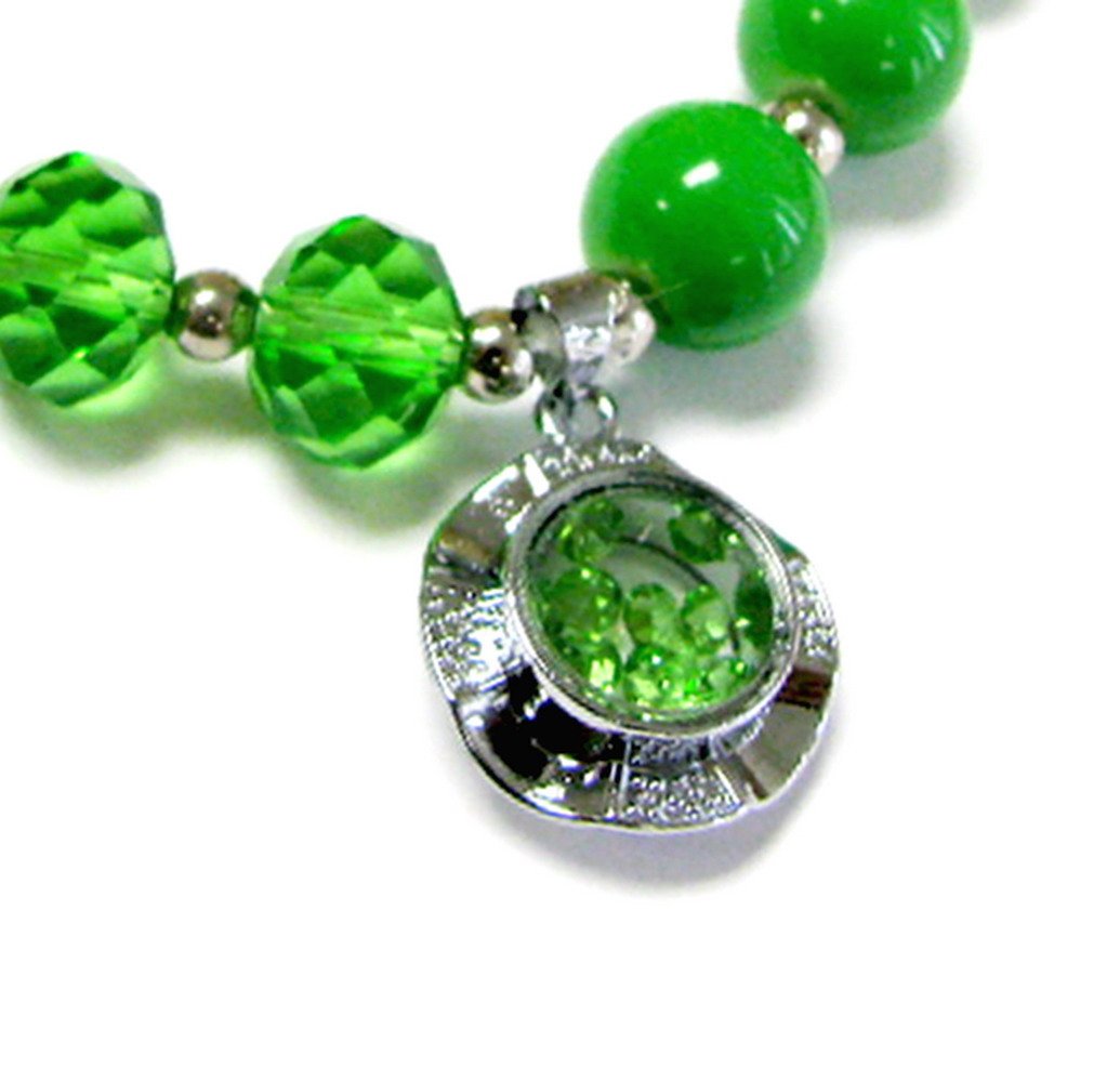Woman Bracelet/ Crystal Spinner Lucky Charm/ Birthstone Color/ August-Peridot