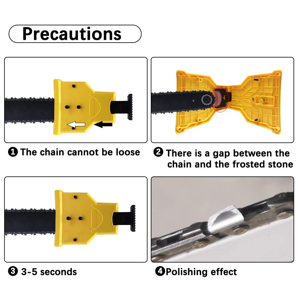 XBUTY Chainsaw Sharpener, The Second Generation New Portable Chain Saw Blade Teeth Sharpener with 4 Pcs Fast-Sharpening Stone Grinder Tools for 14/16/18/20 Inch One/Two/Nonporous Holes (Yellow)