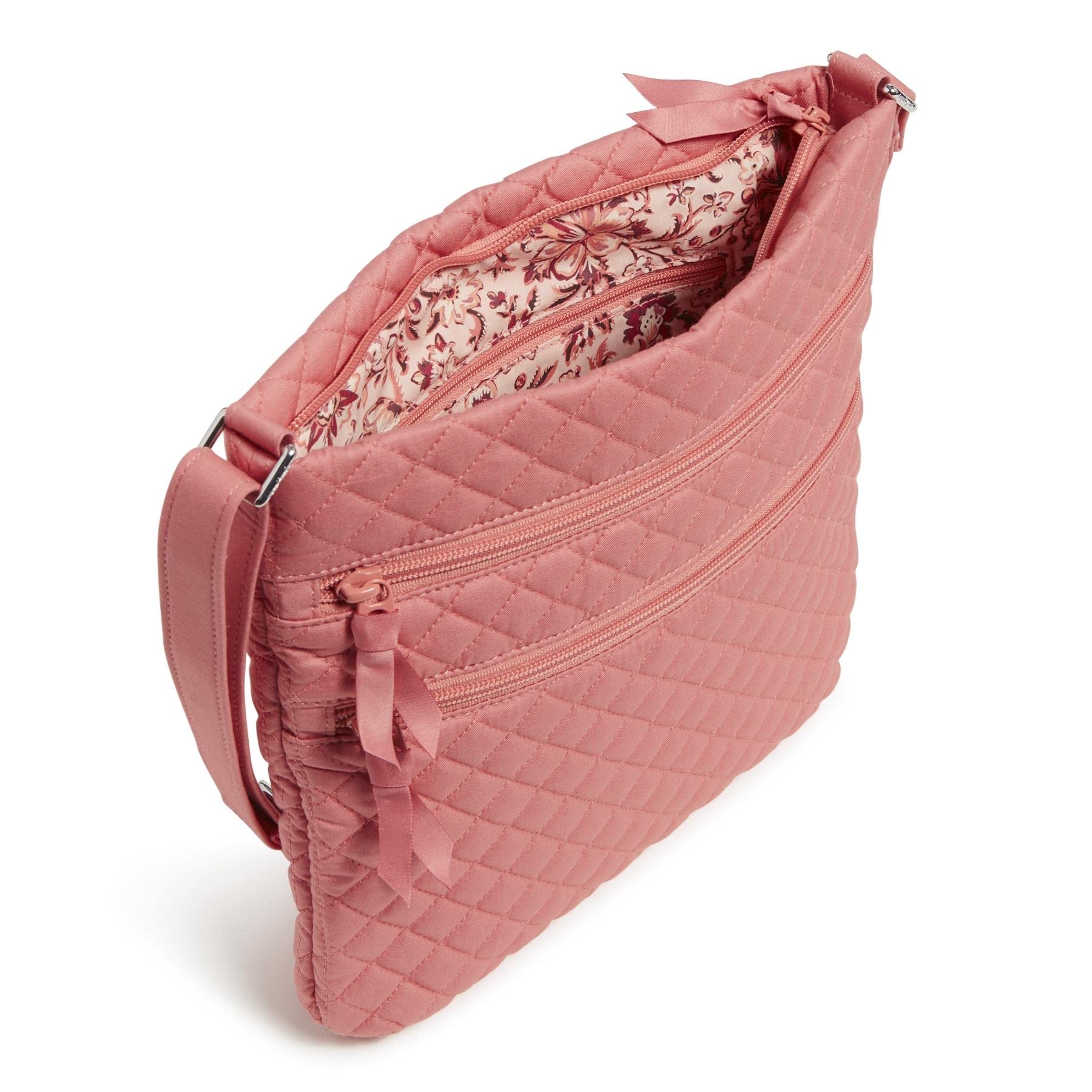 Vera Bradley Women's Cotton Triple Zip Hipster Crossbody Purse, Terra Cotta Rose - Recycled Cotton, One Size