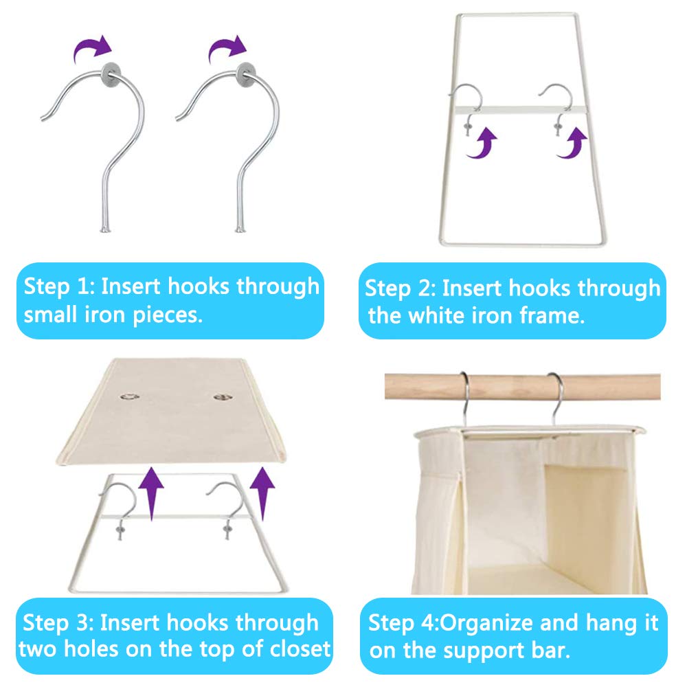 YYGJ Hanging Purse Handbag Organizer Homewares Nonwoven 10 Pockets Hanging Closet Storage Bag (Beige)