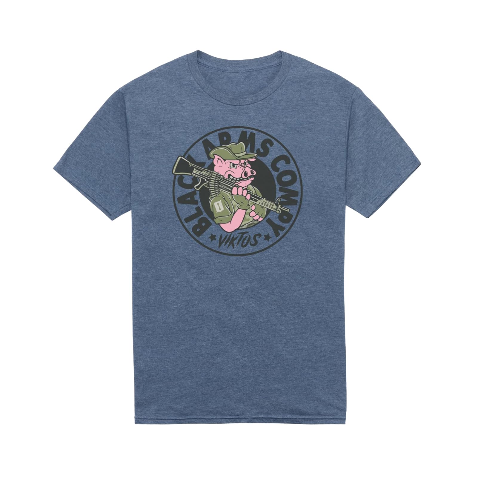 VIKTOS Men's The Pig Tee | Lightweight Breathable Soft Comfortable Casual Short Sleeve T-Shirt with Screen-Printed Graphic, Navy Heather, Size: L