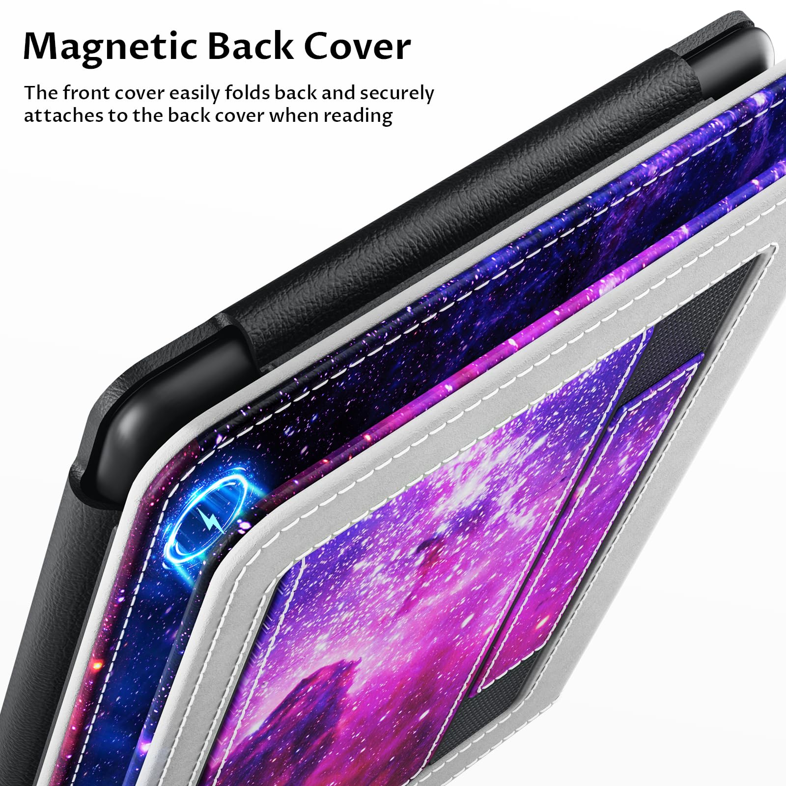 VORI Stand Case for 6" Kindle Paperwhite (Fits 10th Generation 2018 / All Paperwhite Generations Prior to 2018) PU Leather Case Smart Cover with Auto-wake/sleep and Hand Strap, Nebula Galaxy