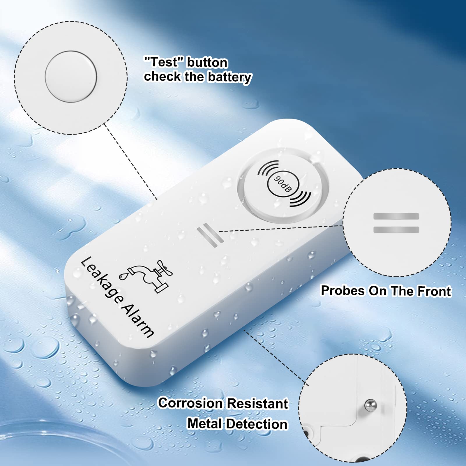 TOWODE Water Detectors Wireless 90dB Alarm Sensor, Sensitive Leak and Drip Alert for Kitchen Bathroom Basement (3 Pack)