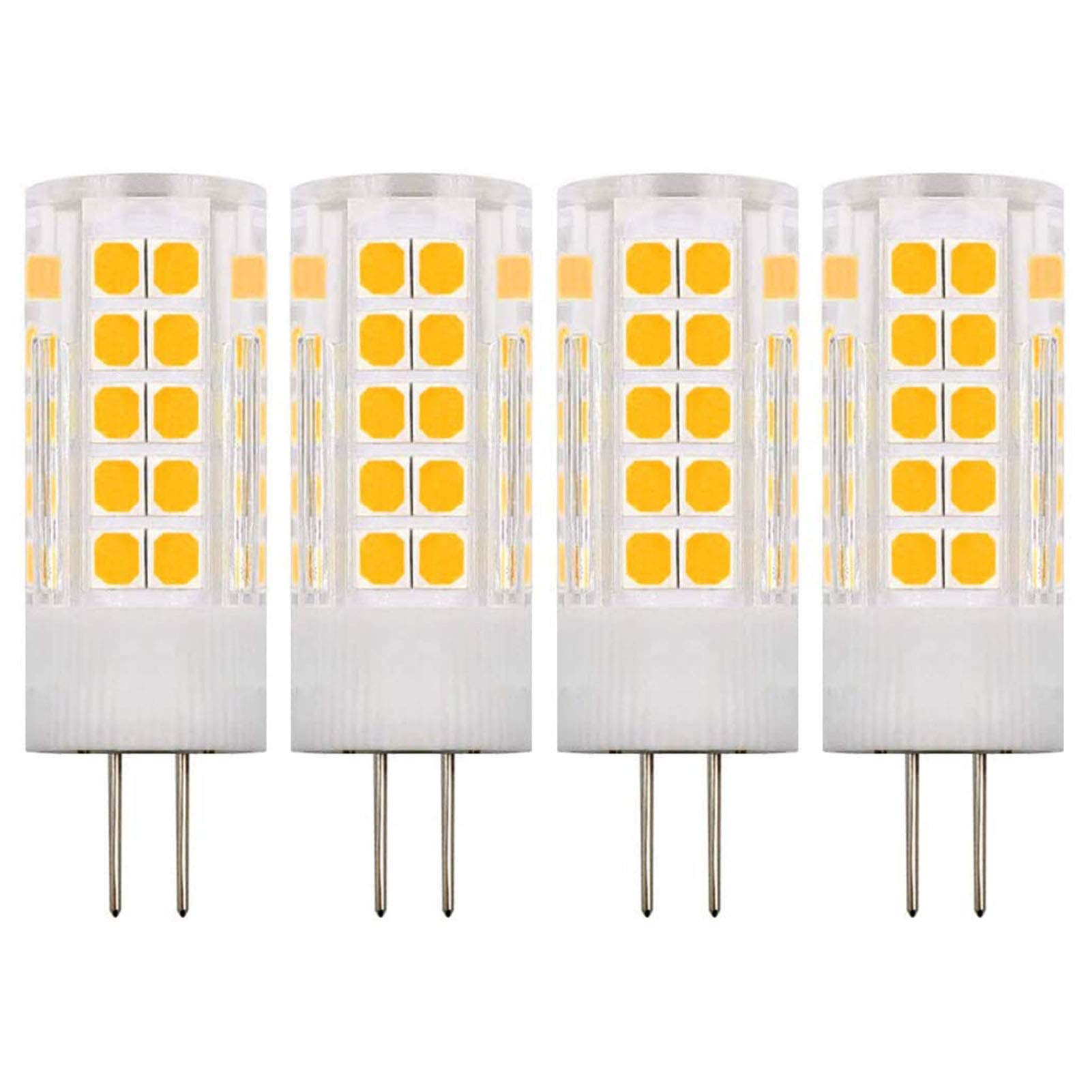 ZHENMING G4 LED Bulbs 110V-130V (Not Low Voltage 12V) G4 Bi-Pin Base Spotlight Lighting Dimmable 5W Warm White 3000K Replace 45W G4 Halogen Lamp, for Under-Cabinet Lights, Ceiling Lights, Pack of 4