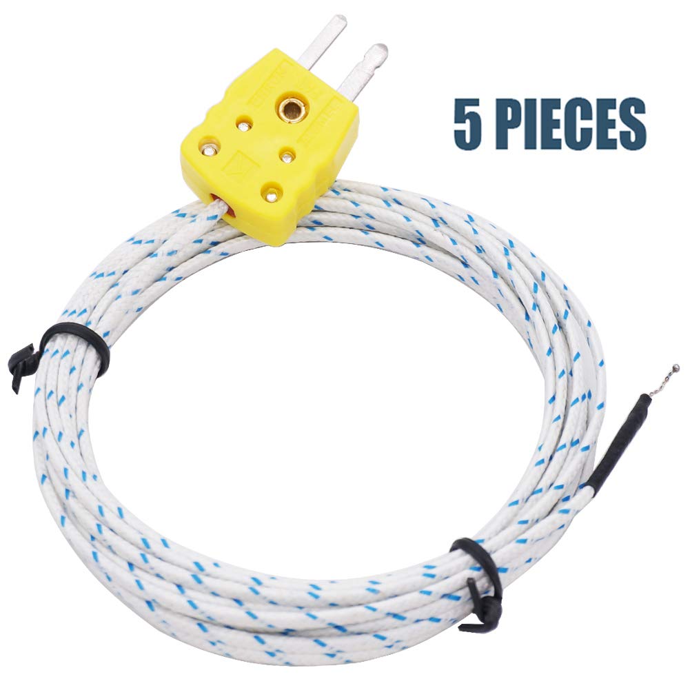 Twidec/5Pcs High Quality K-Type Mini-Connector Probe Thermocouple Temperature Sensor 3M Line Length Temperature Range: -50~400 °C(-58~752℉)