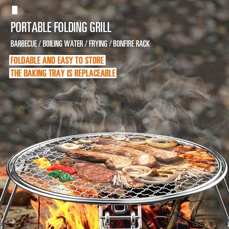 WXBDD BBQ Barbecue Stainless Steel Plate Camping Gridiron Outdoor Cooking Tools Folding Portable BBQ Grill Barbecue Accessories