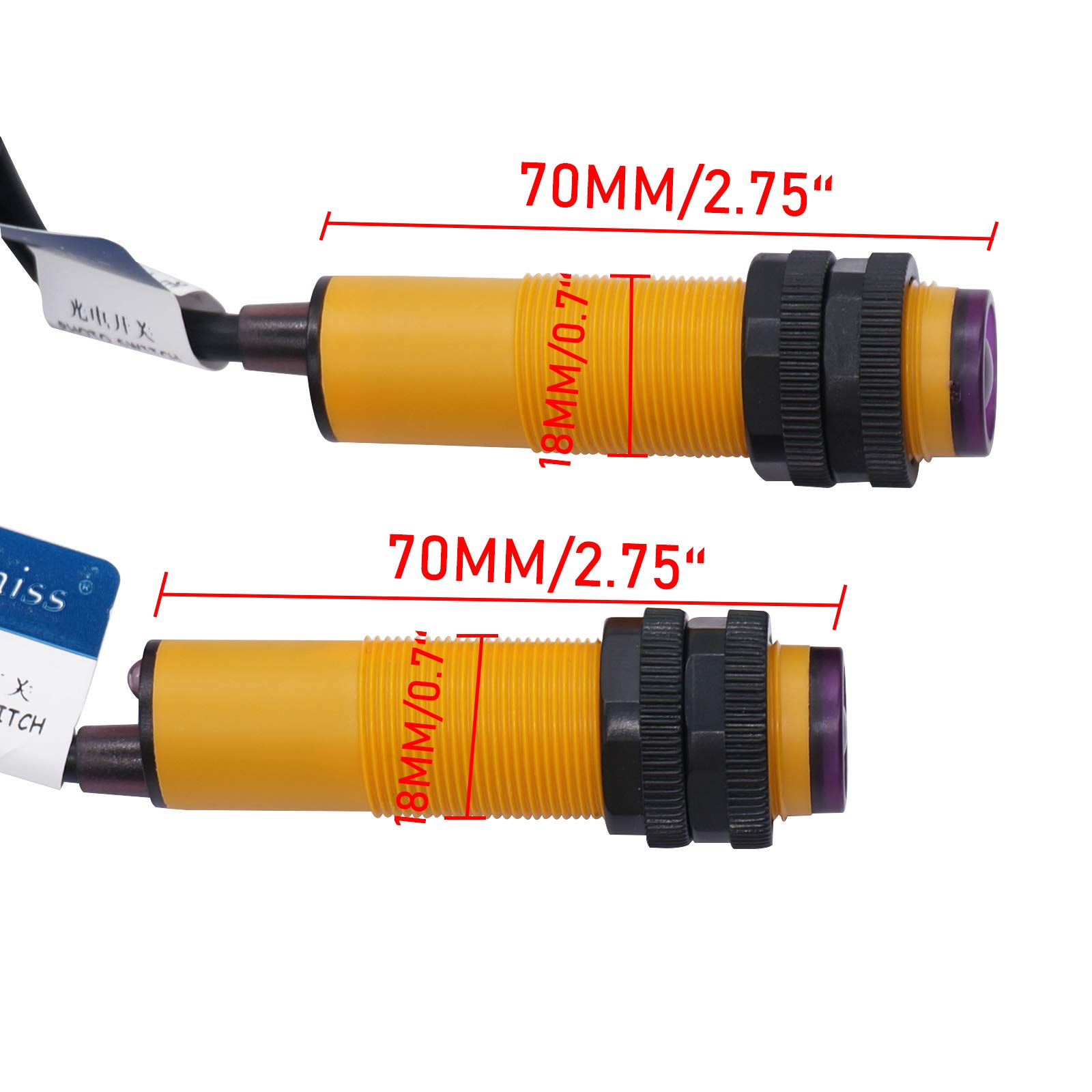 TWTADE Photoelectric Switch Sensor Distance 5M NPN NO 6-36VDC 300ma + 2 X Holder E3F-5DN1