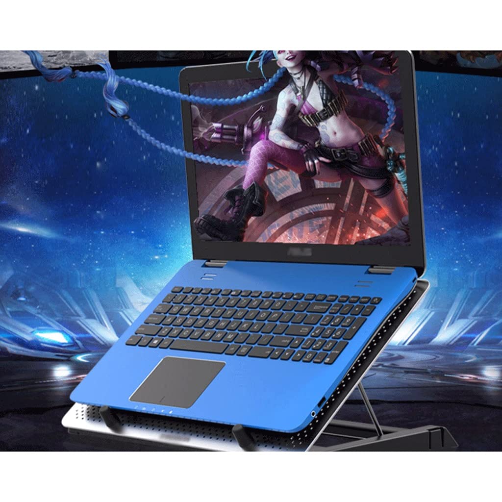 ZGJHFF Steel Mesh Panel LED Fan Adjustable Speed Control 10 "-17" Laptop Cooling Pad, Cooling Bracket