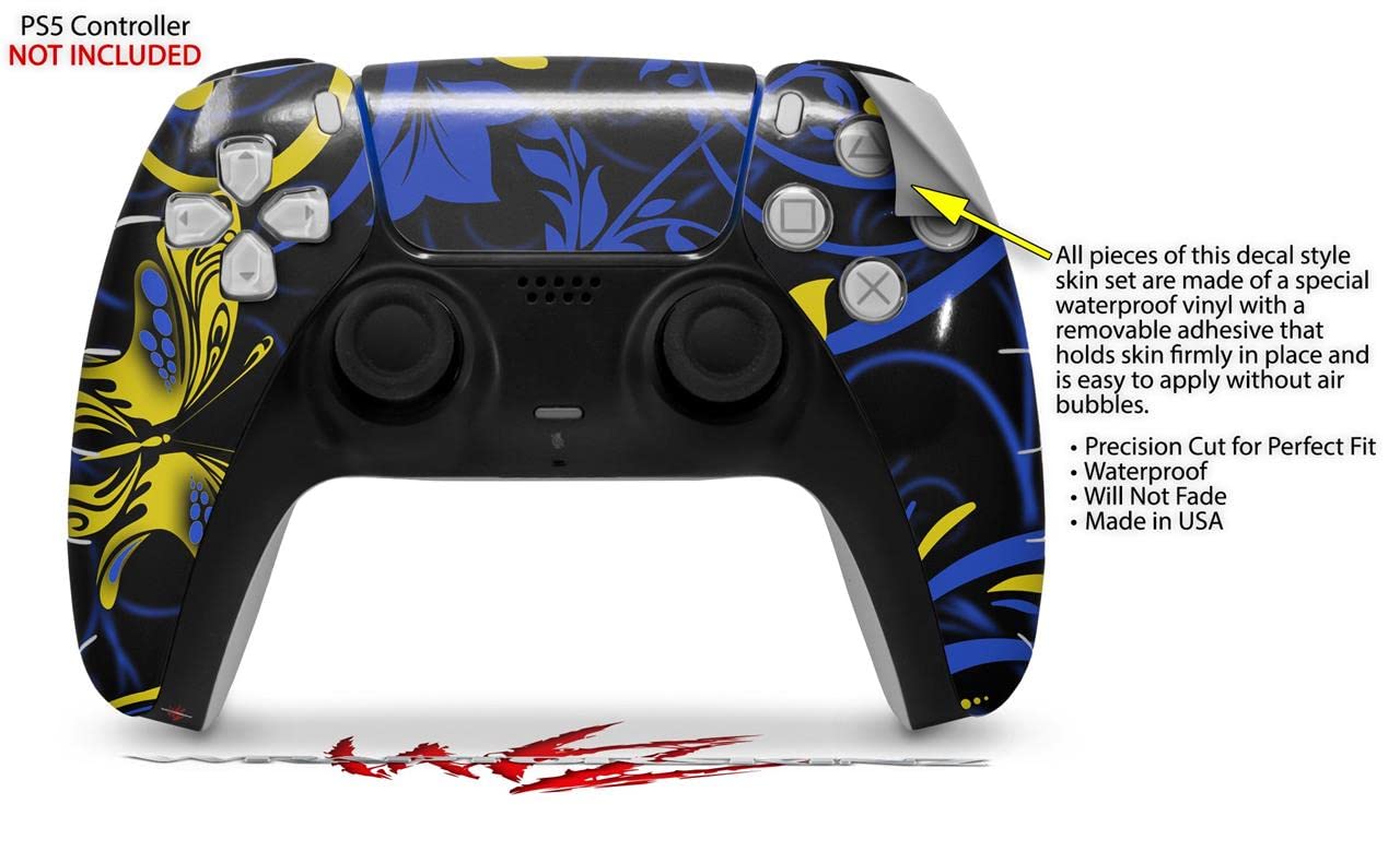 WraptorSkinz Skin Wrap compatible with Sony PS5 DualSense Controller Twisted Garden Blue and Yellow (CONTROLLER NOT INCLUDED)