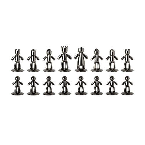 Umbra Buddy Chess Set For Kids & Adults – Modern Original Chessboard Game Made of Metal With Nickel & Titanium Finish – Measures 13 x 13 by 1 ½ Inch (33 x 33 x 3.8 cm) - Velvet Bottom for Easy Moving