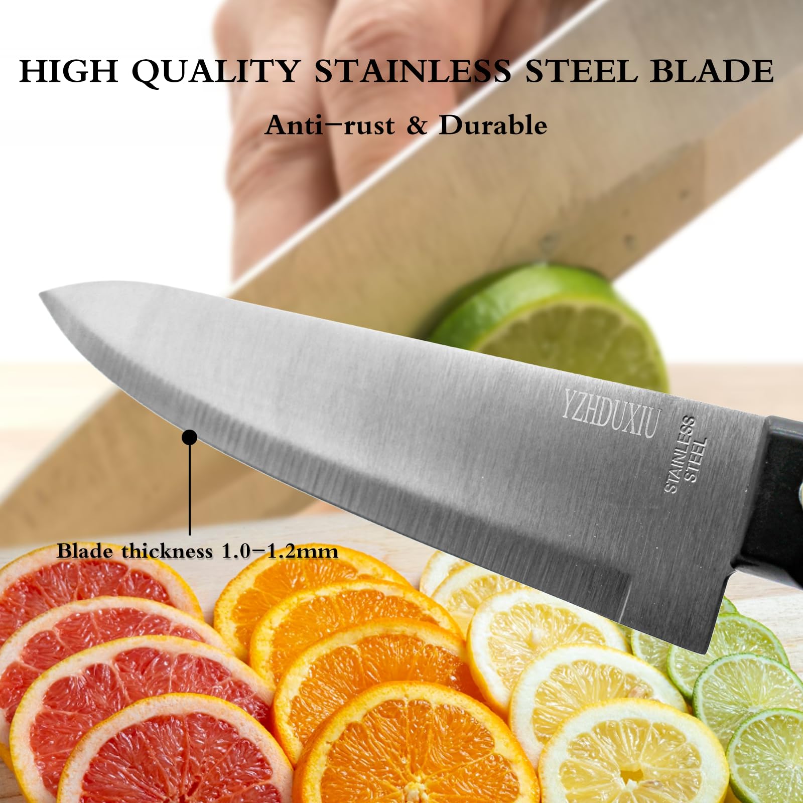 YZHDUXIU 21-Pieces Knife Block Set, Sharp Kitchen Knife Set with Chopping Board, Measuring Spoon & Wood Block, High-Carbon Stainless Steel Knife Sets for Cooking, Cutting Steak & Vegetable