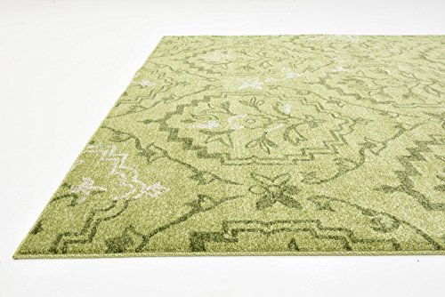 Unique Loom Damask Collection Traditional, Geometric, Victorian, Floral Victorian Area Rug (8' 0 x 8' 0 Square, Green/Olive)