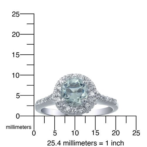 VIR JEWELS 0.65 cttw Green Amethyst Ring .925 Sterling Silver with Rhodium Halo Style 7 MM Size 8