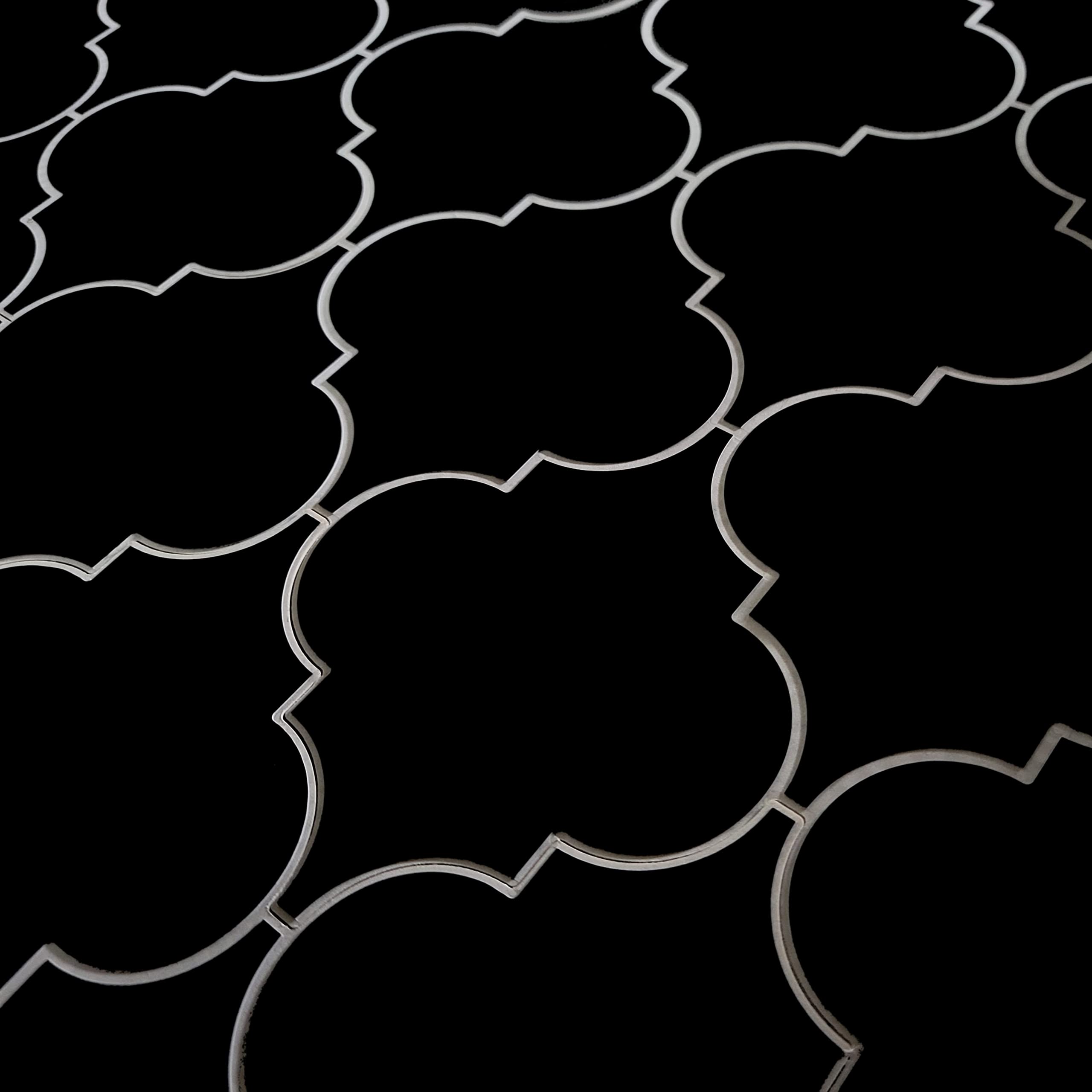 The Tiles Plaza Arabesque Peel and Stick Backsplash Tile, Self Adhesive Stone Composite Wall Tile, Black Lantern Decorative Stick on Tile for Kitchen, Bathroom, Fireplace, 10 Sheets
