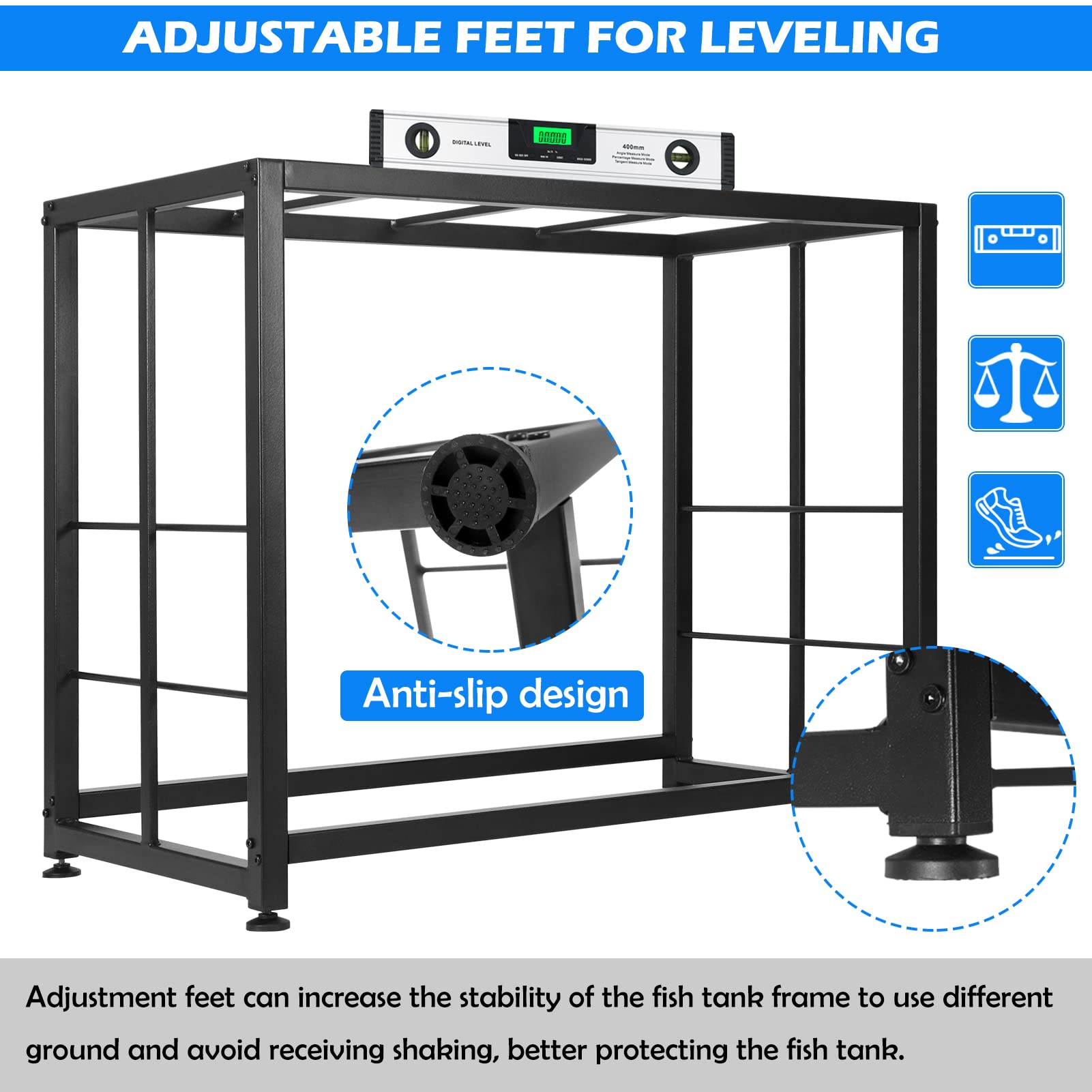 ZOMOFEW Metal Aquarium Stand, 40 Gallon Fish Tank Stand , Double-Layer Detachable Design, Easy To Assemble,Suitable for Home Fish Tank, Landscape Fish Tank And Oceanarium(Tank not included)