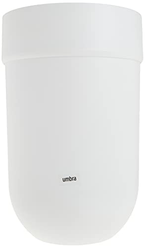 Umbra Touch Waste Can, Small Trash Can with Lid, Swing Lid Waste Basket, Garbage Can with Lid for Washroom/Bathroom, White