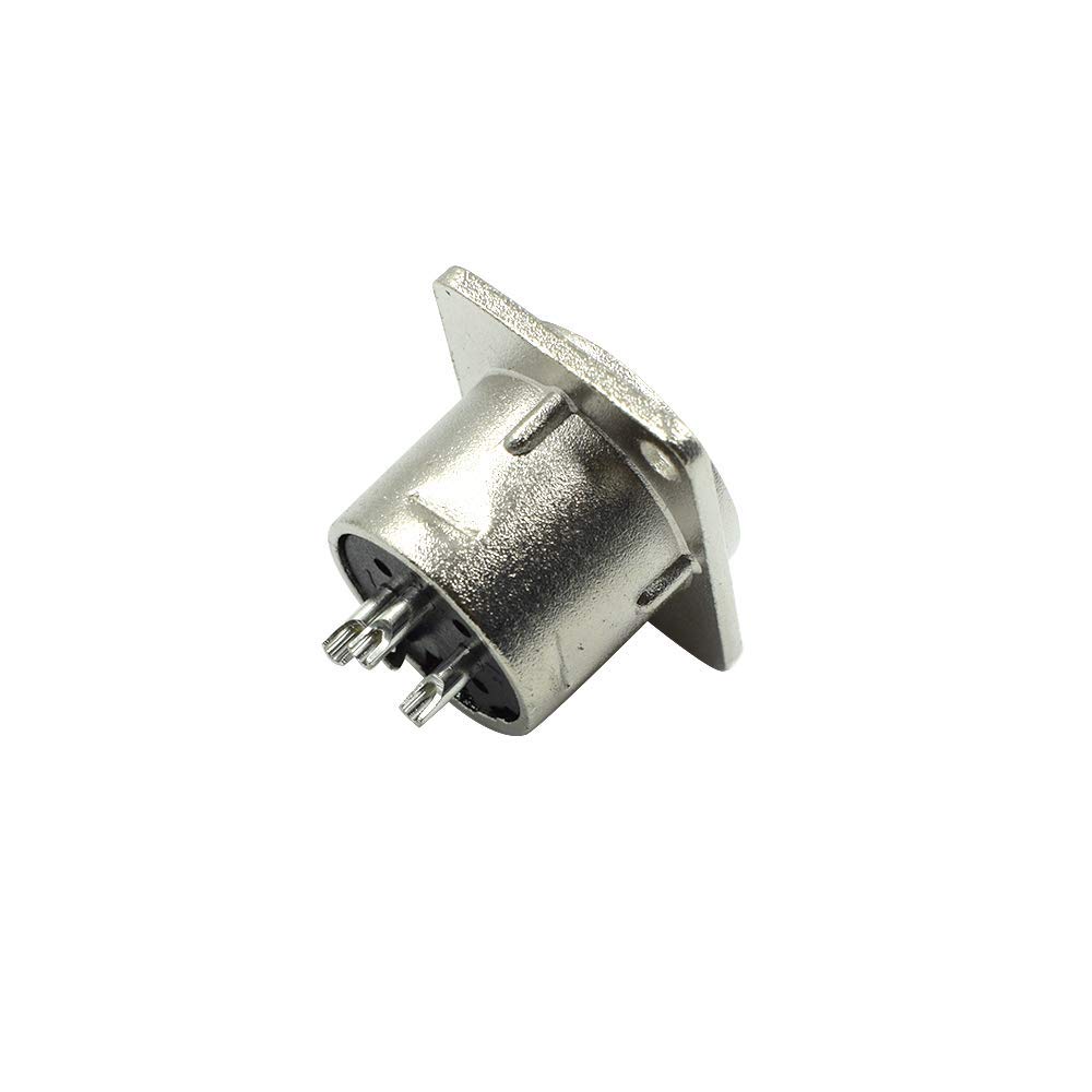 XLR Male Jack 3 Pin - Panel Mount Jacks D Series Size XLR-M Audio Speaker Microphone Connector - 5 Pack