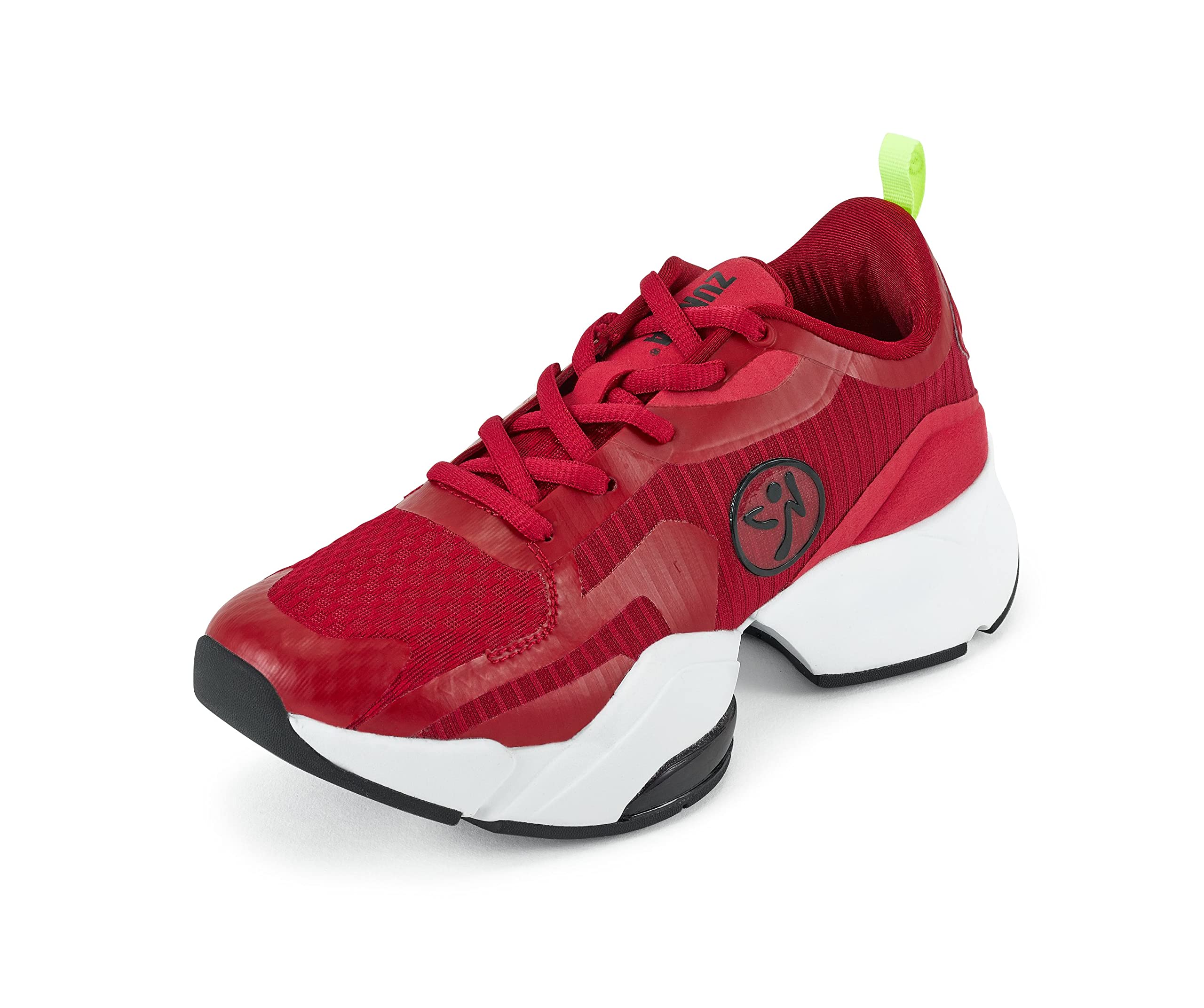 ZUMBA Workout Sneakers, Cute Non-Slip Shoes for Women Classic Air Stomp, Red, 8.5