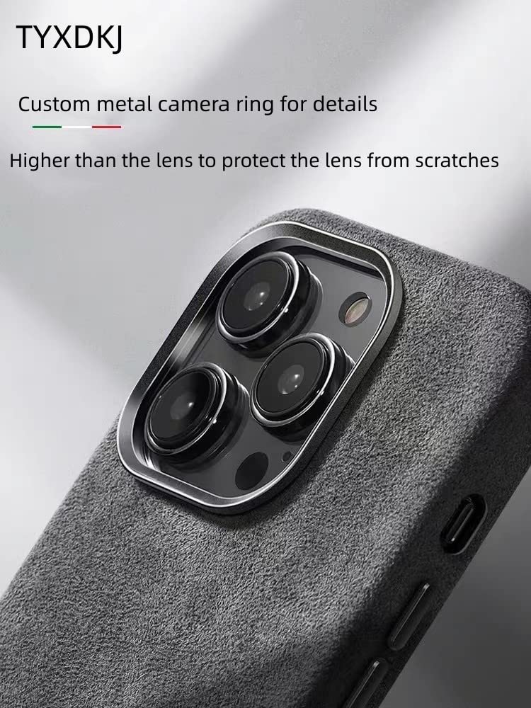TYXDKJ Alcantara Case for iPhone 13 Pro,Handmade Fully-Wrapped Synthetic Suede Cover, Compatible with MagSafe Wireless Charging(Black)